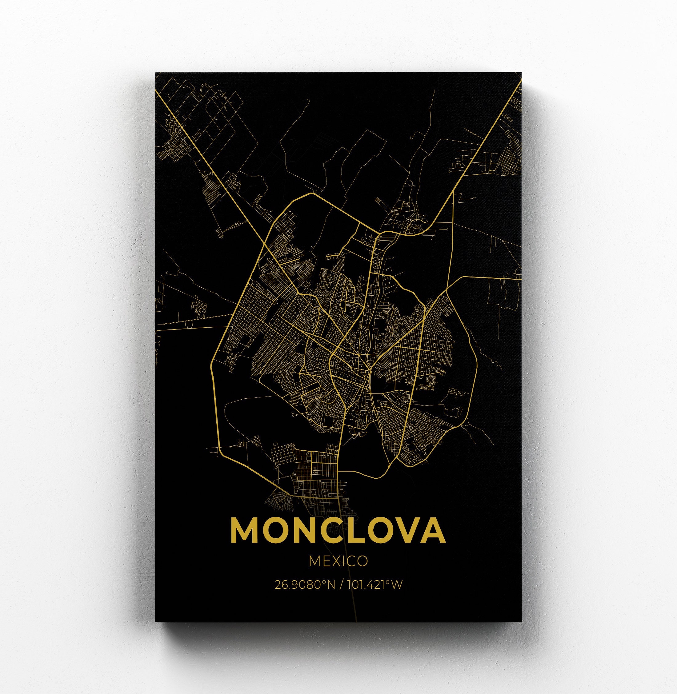 Monclova Mexico City Map Canvas Art / City Map Art / City Map | Etsy