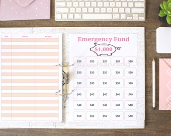 Emergency Fund Savings Tracker Printable 1000 Rainy Day Fund - Etsy