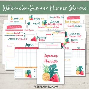 Watermelon Summer Planner Printable | Summer Activity Planner | Summer ...