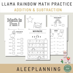 Elementary Math Worksheet Printable | Llama Math | Rainbow Math ...