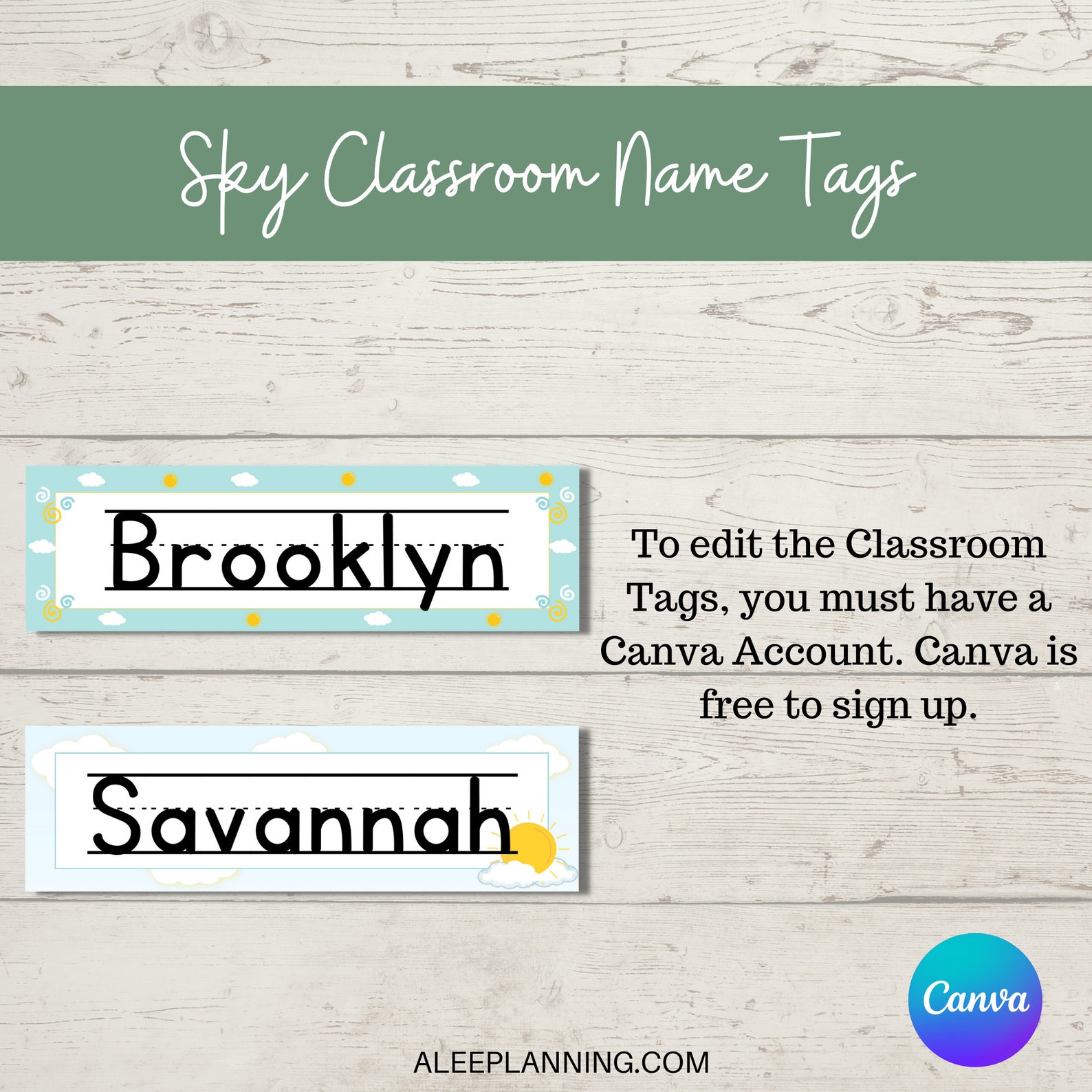 Sky Classroom Name Tags Classroom Name Labels Editable Student Name Tag ...