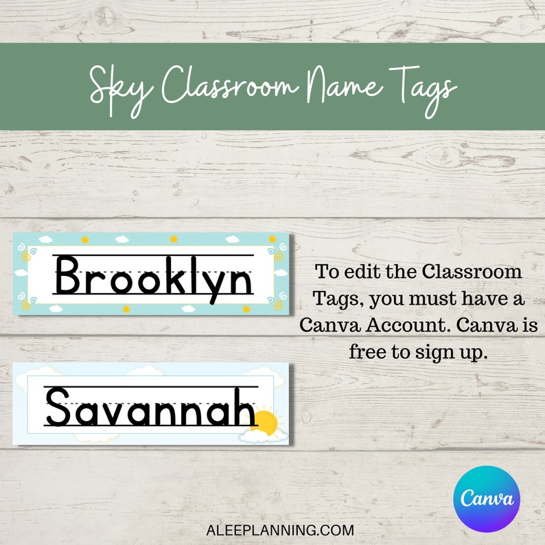 Sky Classroom Name Tags Classroom Name Labels Editable Student Name Tag ...
