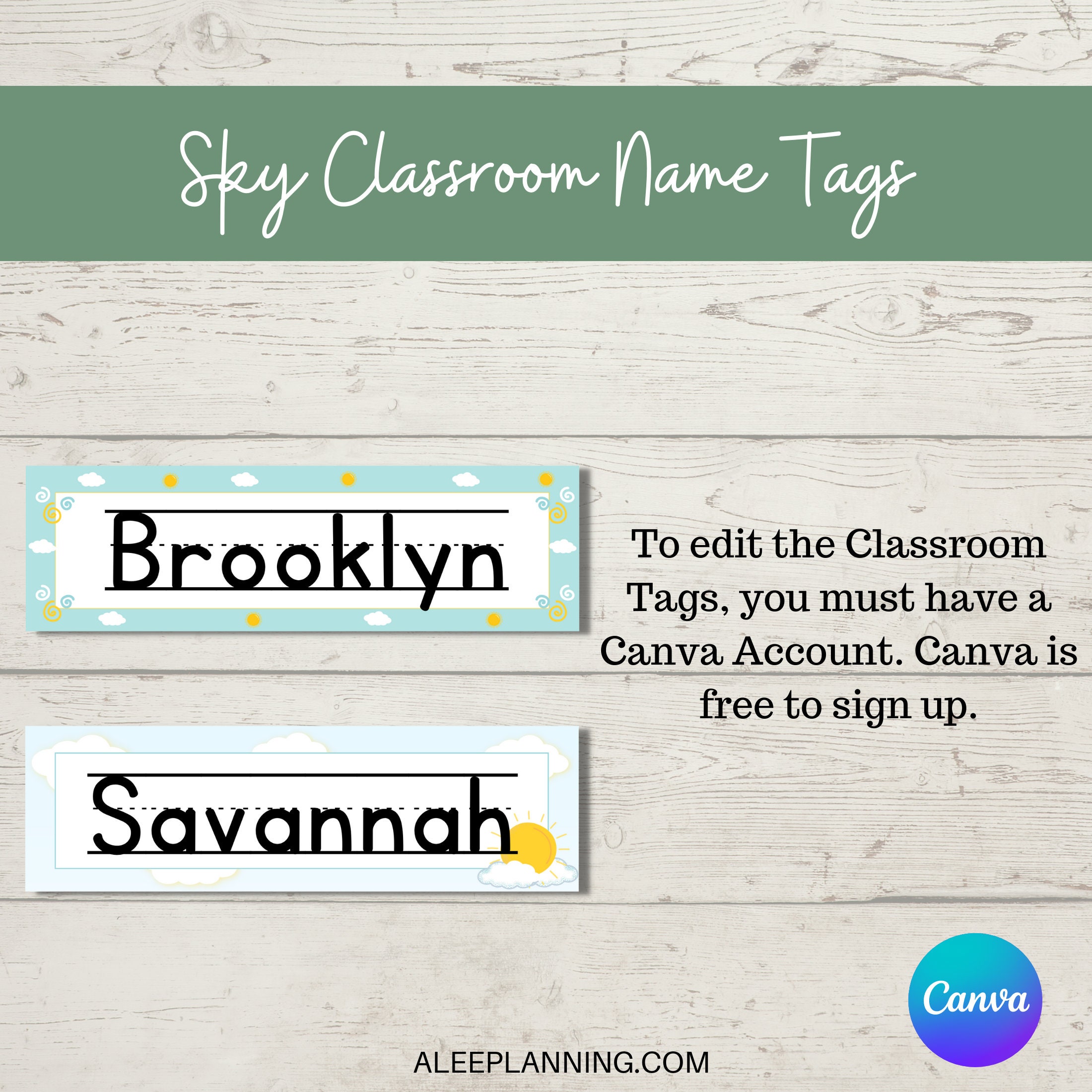 Sky Classroom Name Tags Classroom Name Labels Editable Student Name Tag ...