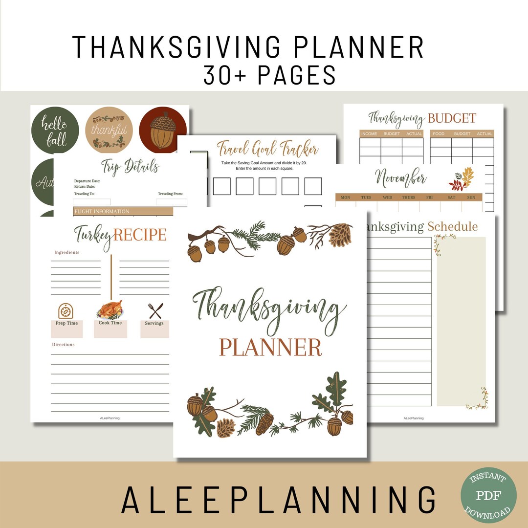 Thanksgiving Planner Printable Thanksgiving Meal Planner Holiday ...