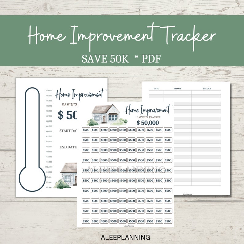 Home Improvement Savings Tracker: 50K Renovation Challenge (PDF) - Etsy