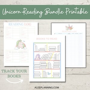 Unicorn Reading Log | Reading Planner Bundle | Reading Challenge ...
