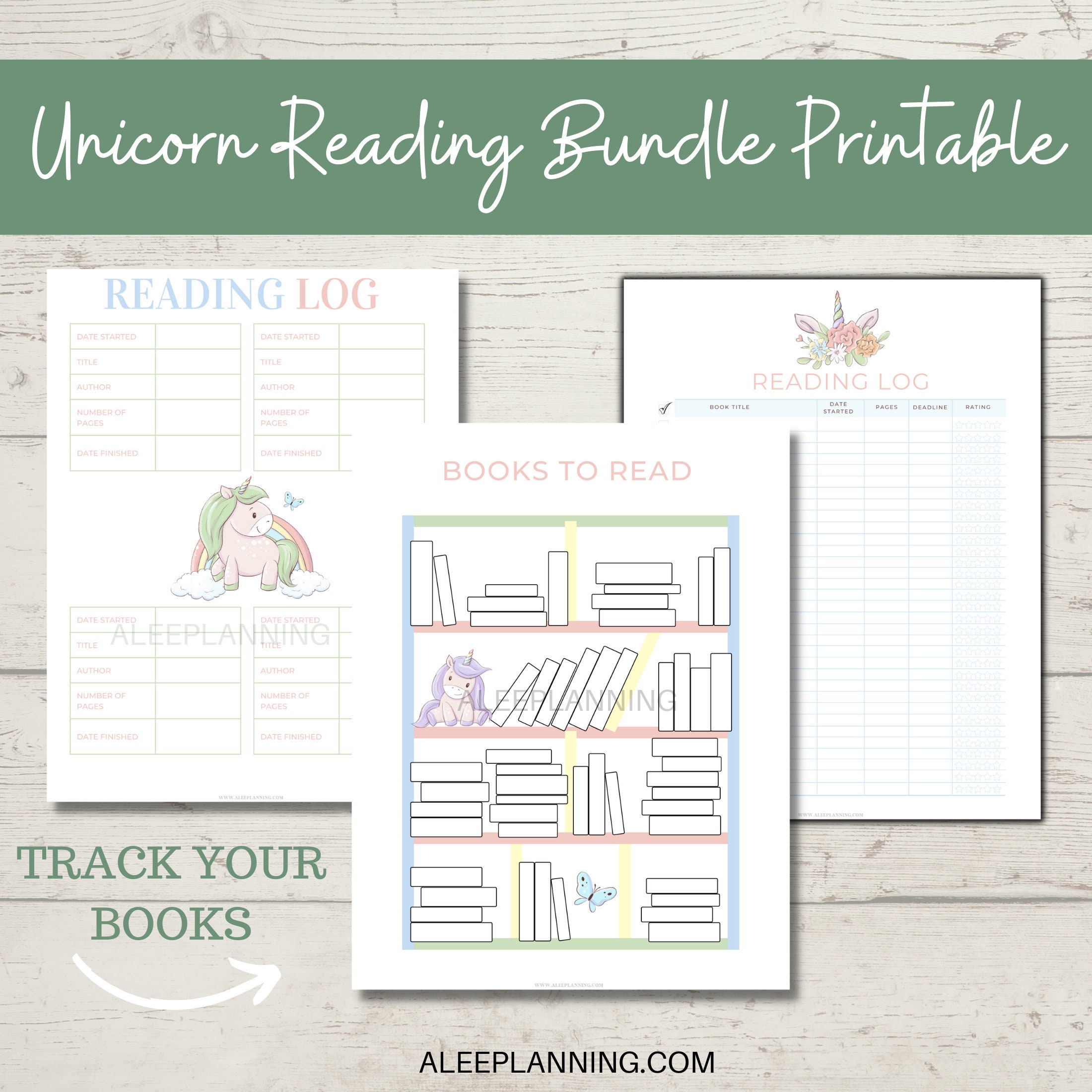 Unicorn Reading Log | Reading Planner Bundle | Reading Challenge ...