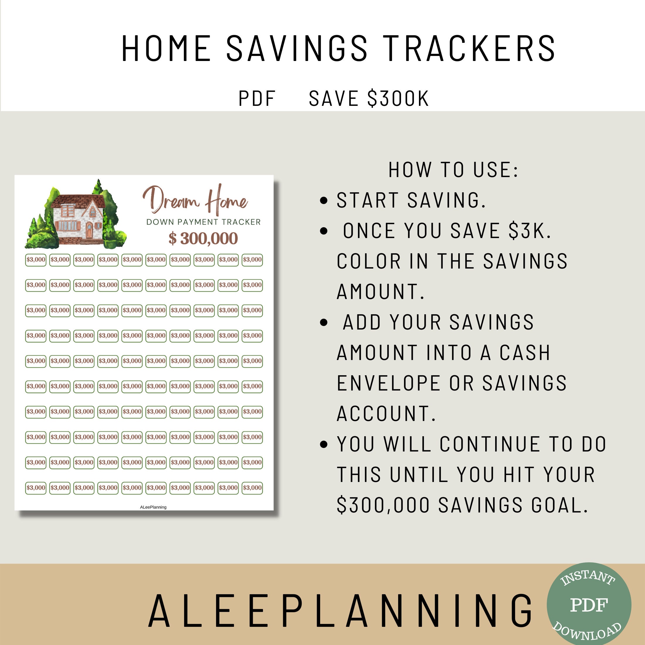 Home Savings Tracker 300K| House Sinking Fund| House Savings Chart ...