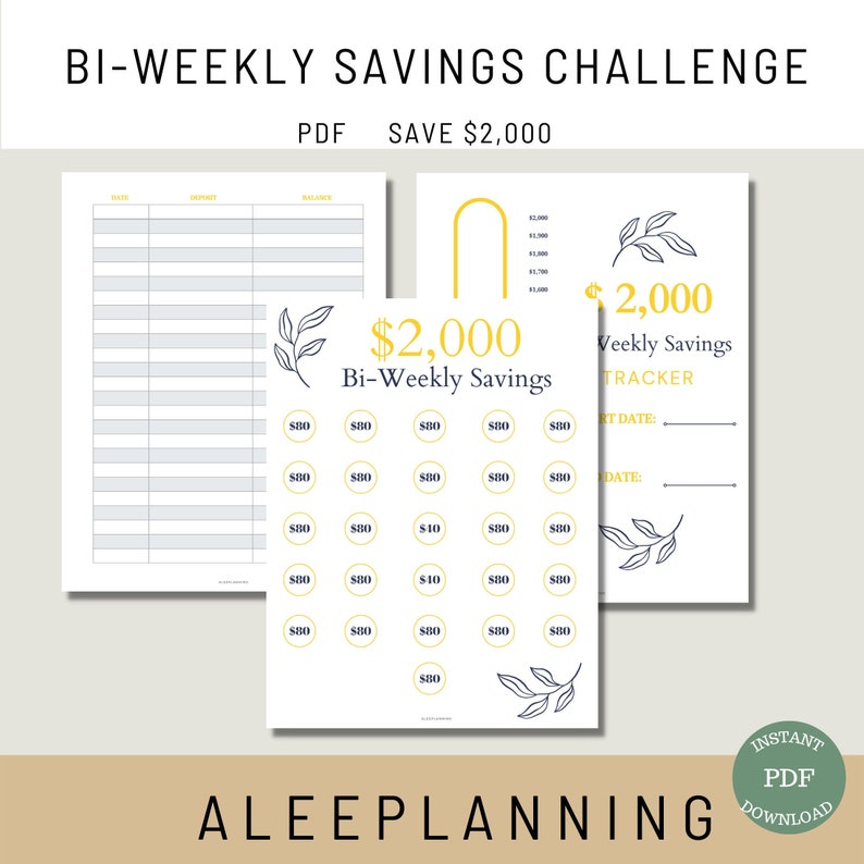 Bi Weekly Savings Challenge 2K Savings Challenge 26 Week - Etsy Bi Weekly Savings Challenge 2K Savings Challenge 26 Week - Etsy