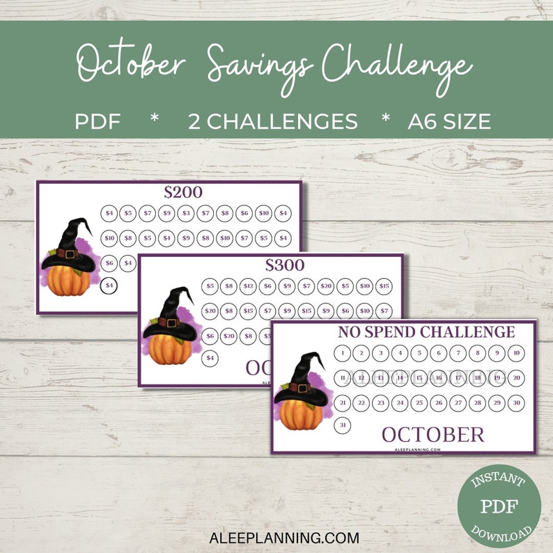 October Savings Challenge Printable A6 october Mini Savings - Etsy