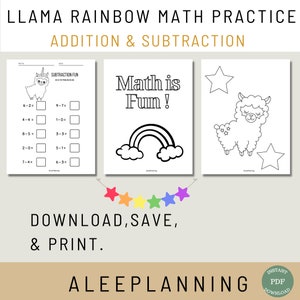 Elementary Math Worksheet Printable | Llama Math | Rainbow Math ...
