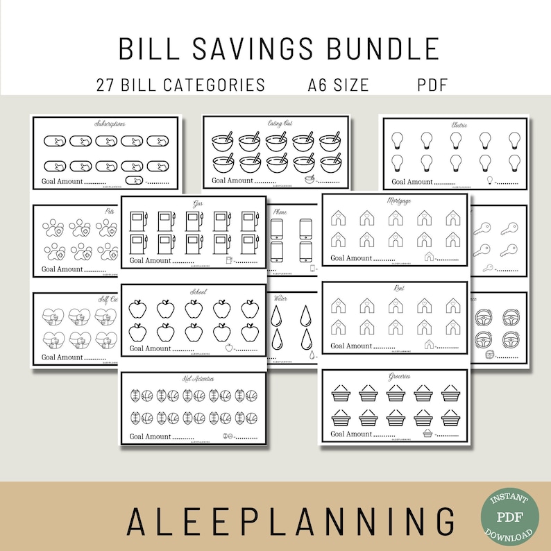 Cash Envelope Bills Bill Binder A6 Printable Budget Binder - Etsy