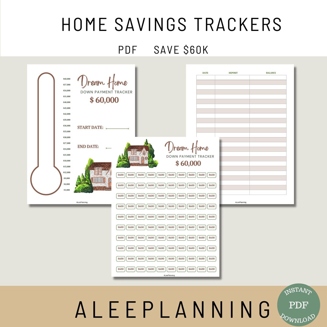 Home Savings Tracker 60k: House Down Payment Chart (PDF) - Etsy