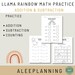 Elementary Math Worksheet Printable Llama Math Rainbow Math Addition ...