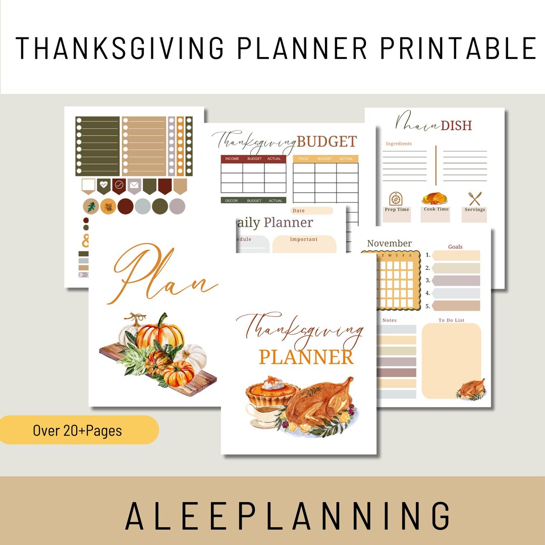 Thanksgiving Planner Bundle: Printable Meal Planning, Budget, Lists ...