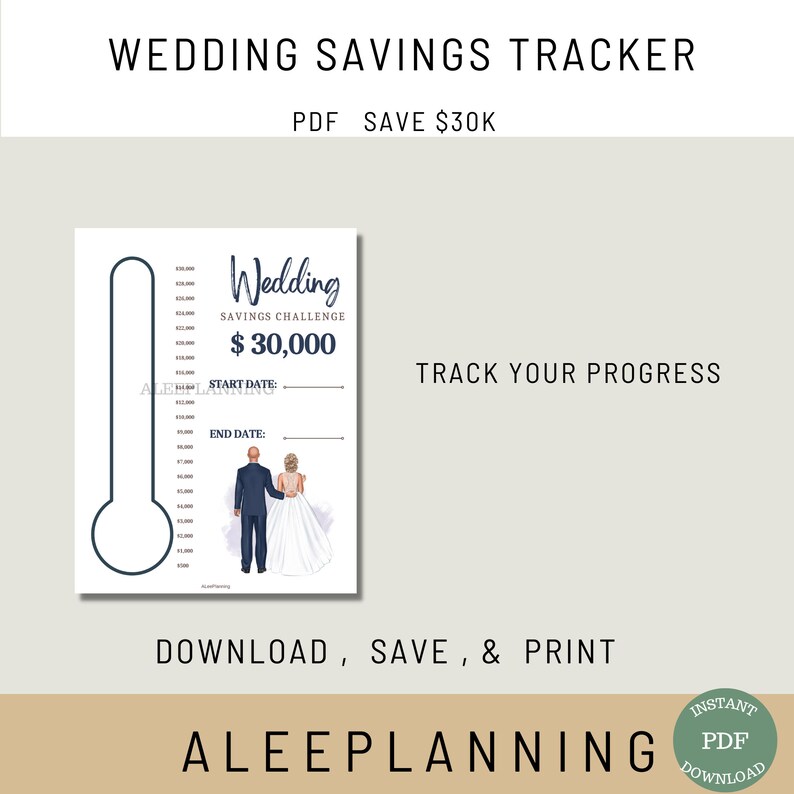 Wedding Savings 30k Savings Challenge Wedding Fund Tracker Marriage ...