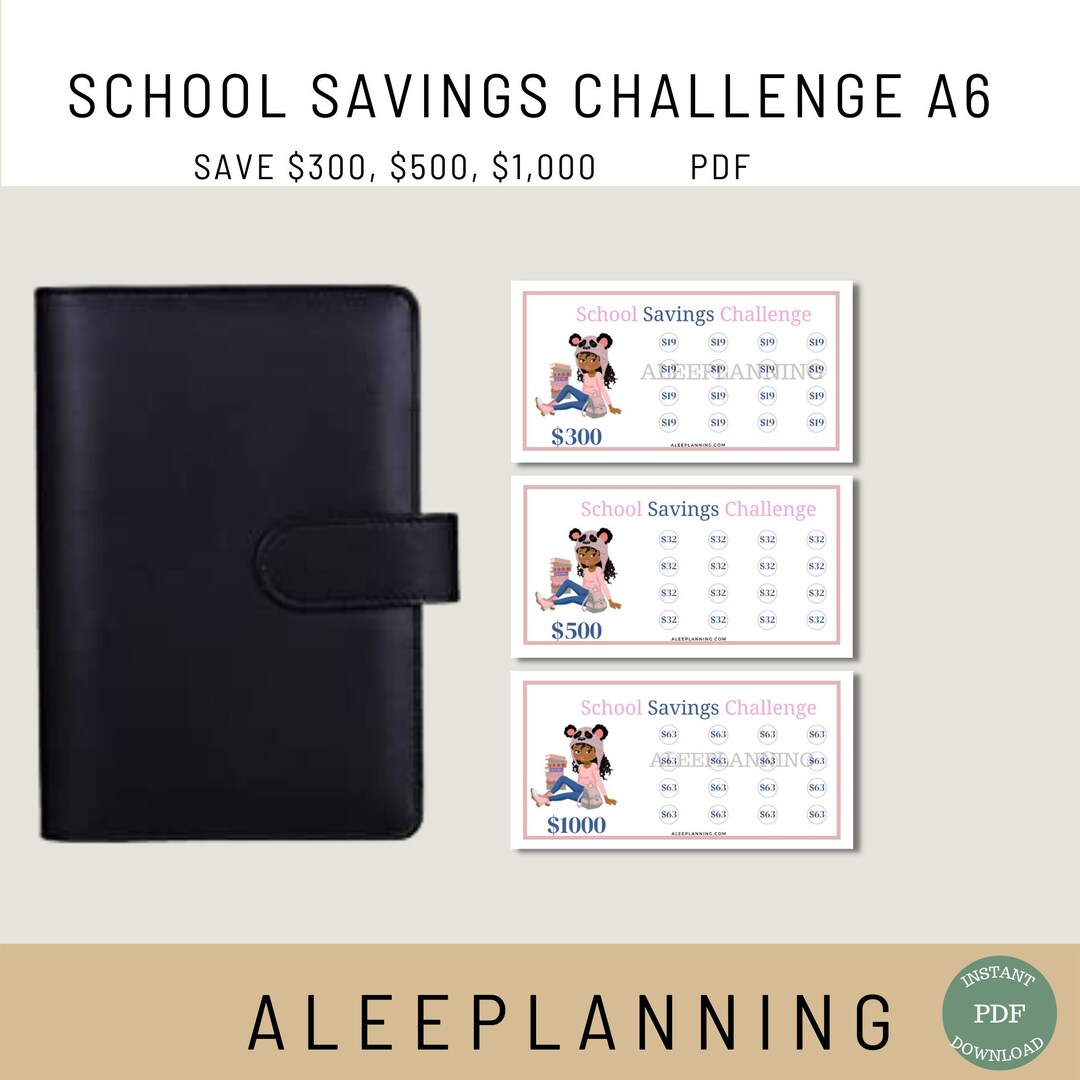 Back to School Savings Challenge A6 | School Savings Printable | Goal ...