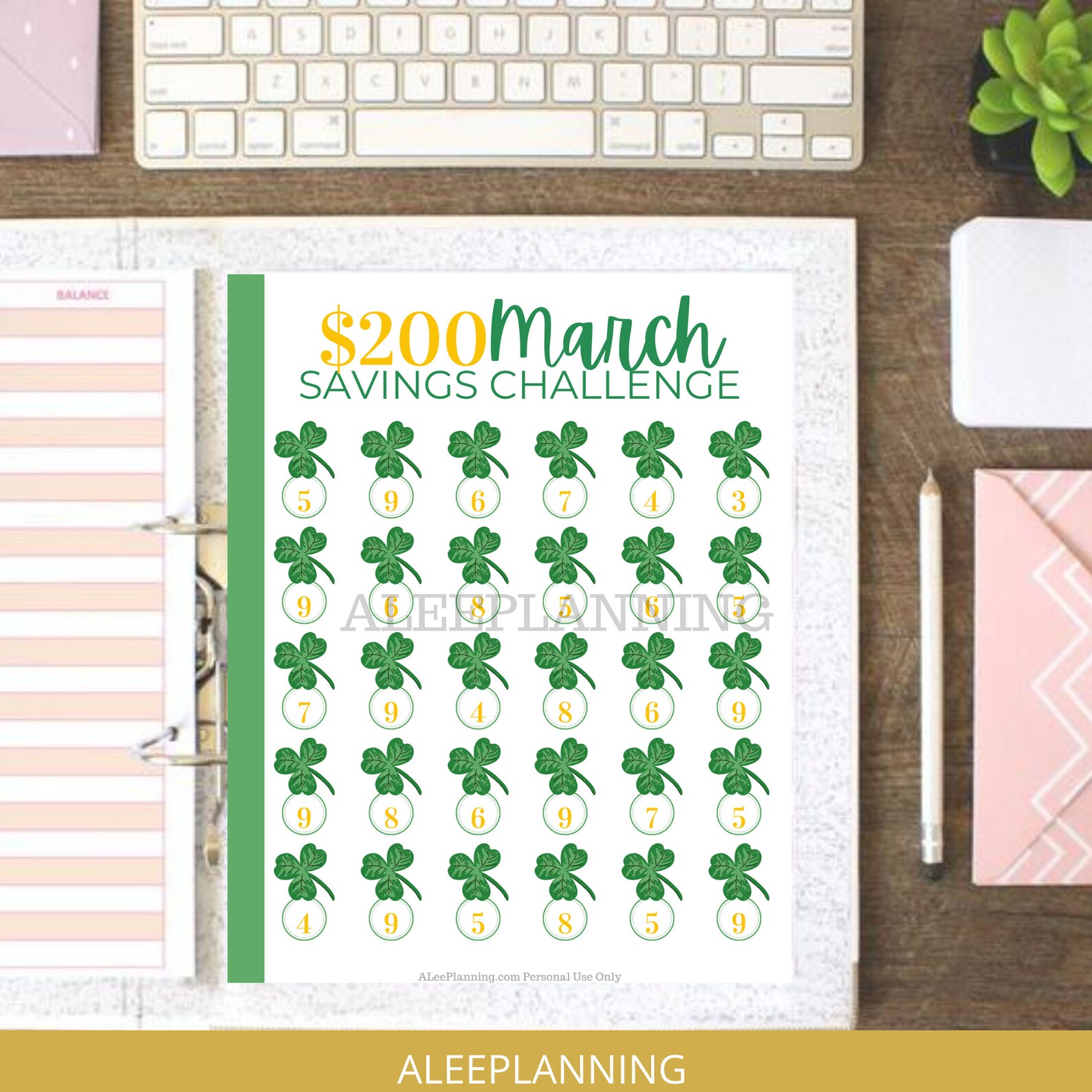 March Money Savings Challenge Savings Tracker St. Patricks Day Instant ...