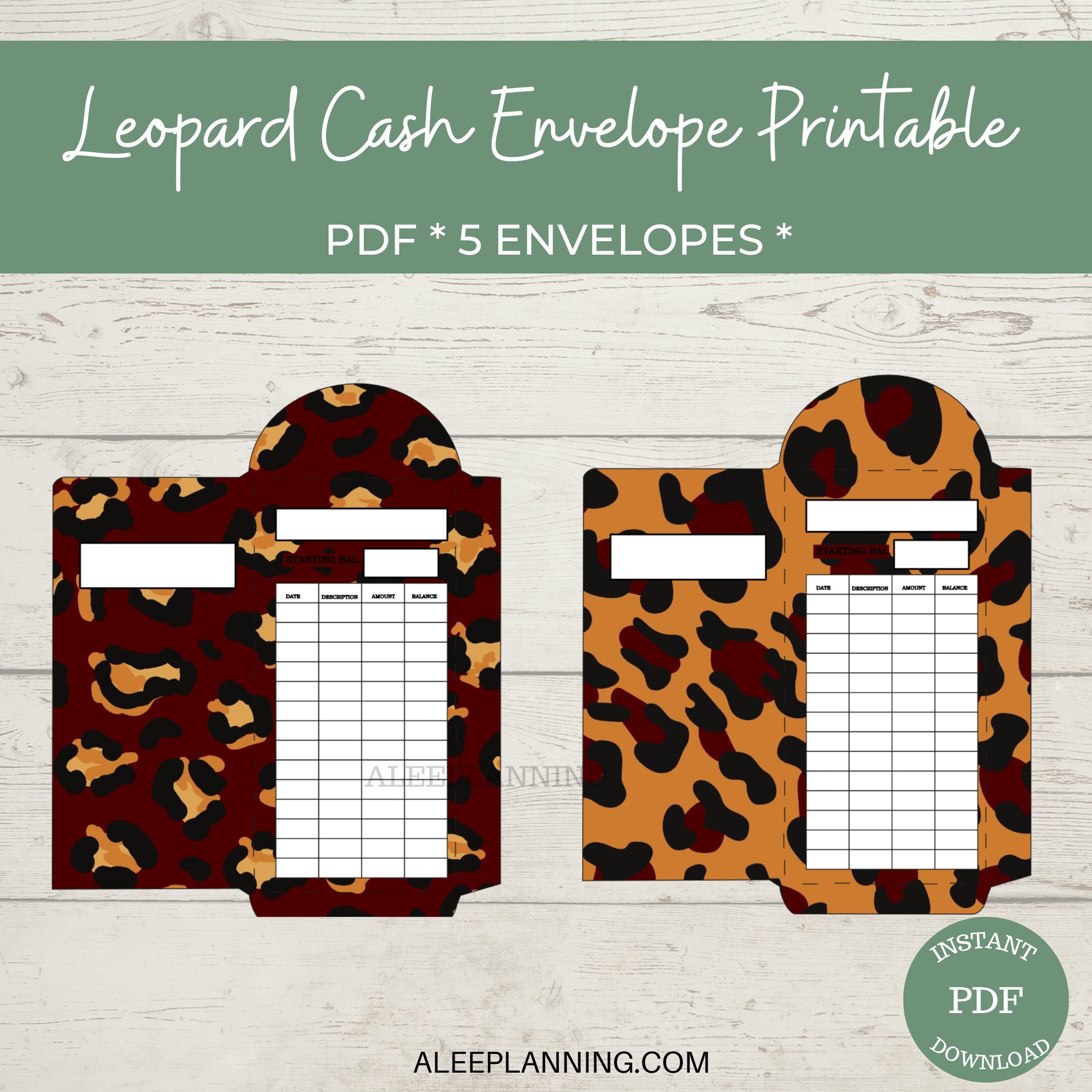 Leopard Money Envelope Leopard Cash Envelope Printable Cash Envelope ...
