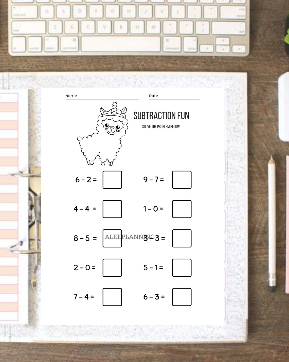 Elementary Math Worksheet Printable Llama Children Math - Etsy