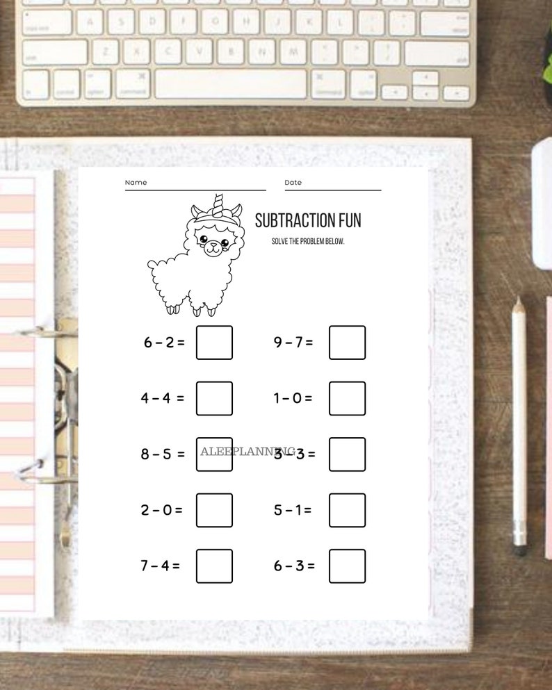 Elementary Math Worksheet Printable Llama Children Math - Etsy