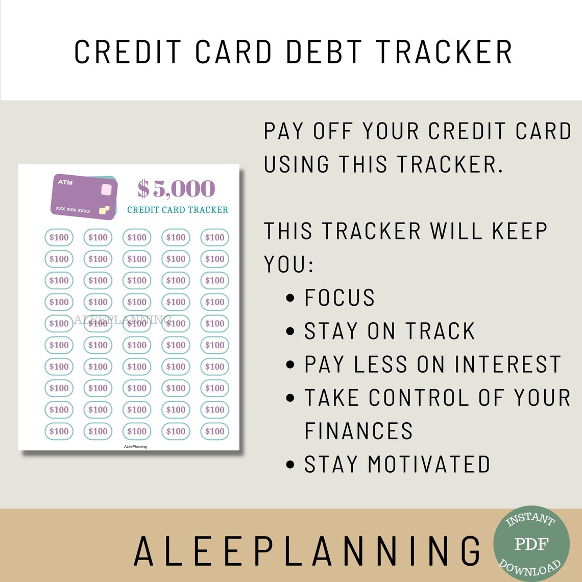Credit Card Payoff Tracker Printable 5K Debt visual Debt Tracker Debt ...