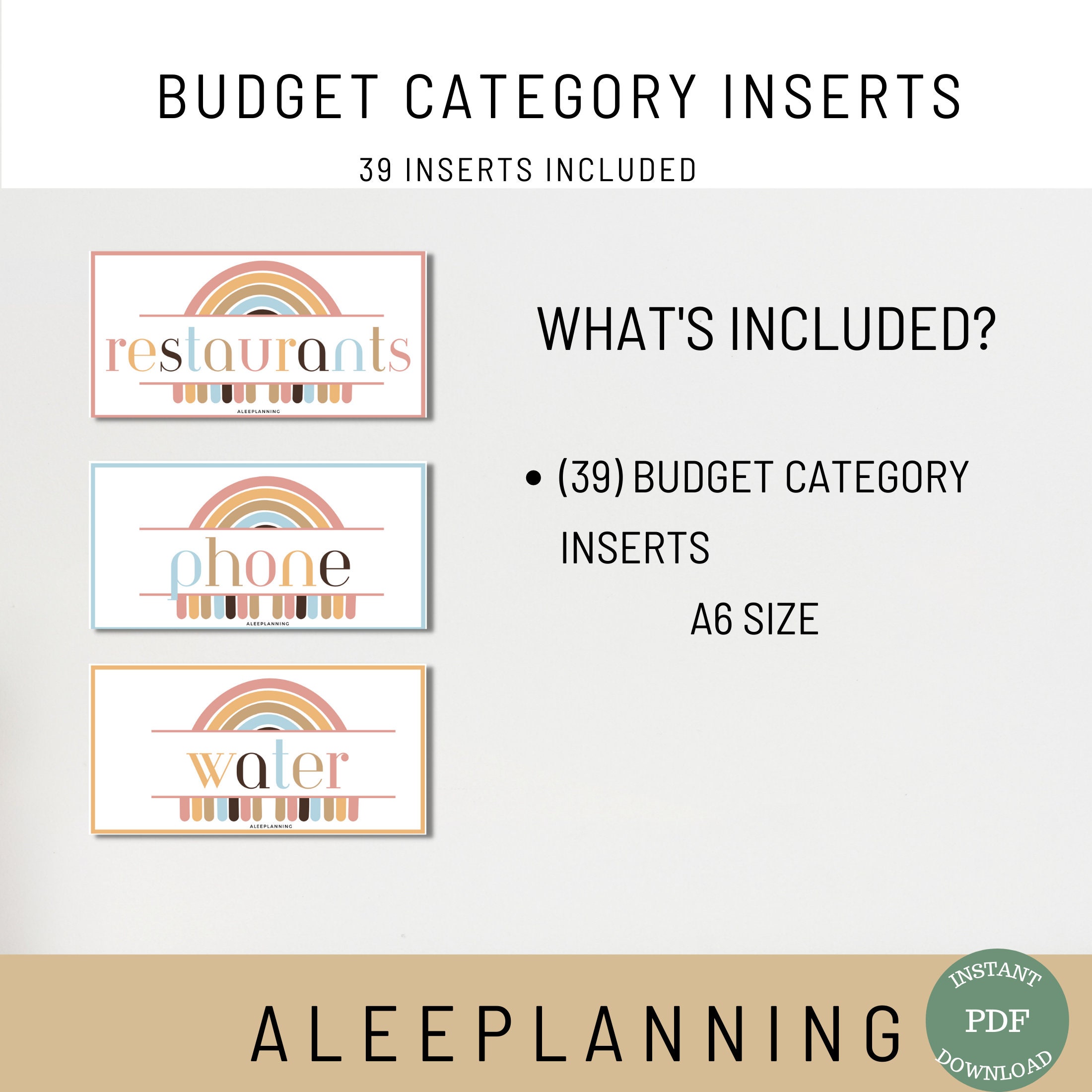 Budget Category Inserts Boho A6 Budget Dashboard Cash Envelope Cash ...