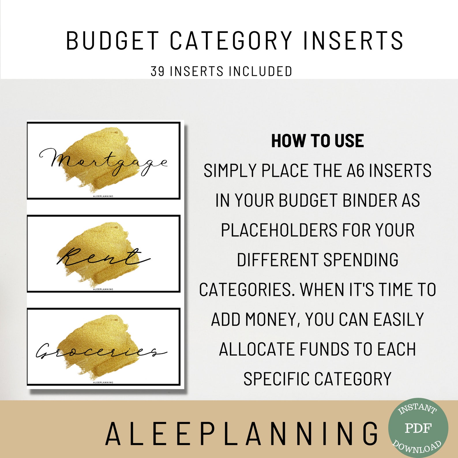Budget Category Inserts| Budget Dashboard A6| Cash Envelope|bill ...