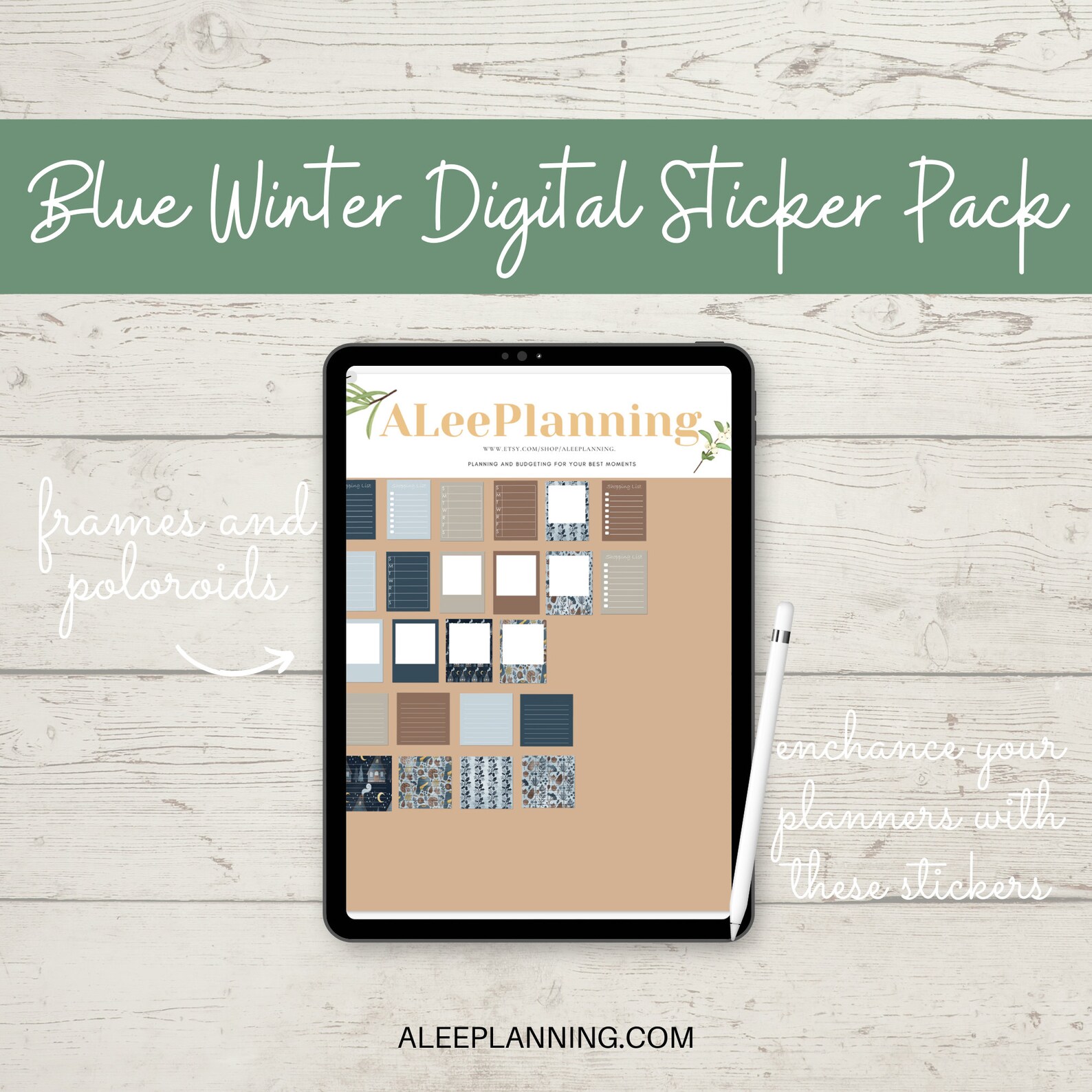 Digital Sticker Pack Blue Winter Digital Pack Cropped PNG - Etsy
