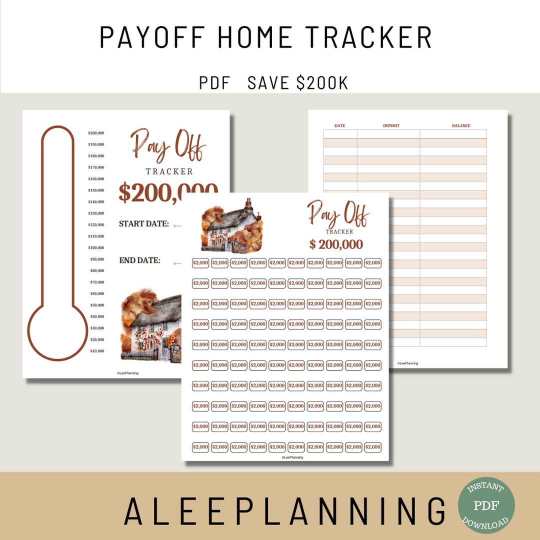 Mortgage Payoff Tracker 200K: Printable Debt Tracker (PDF) - Etsy