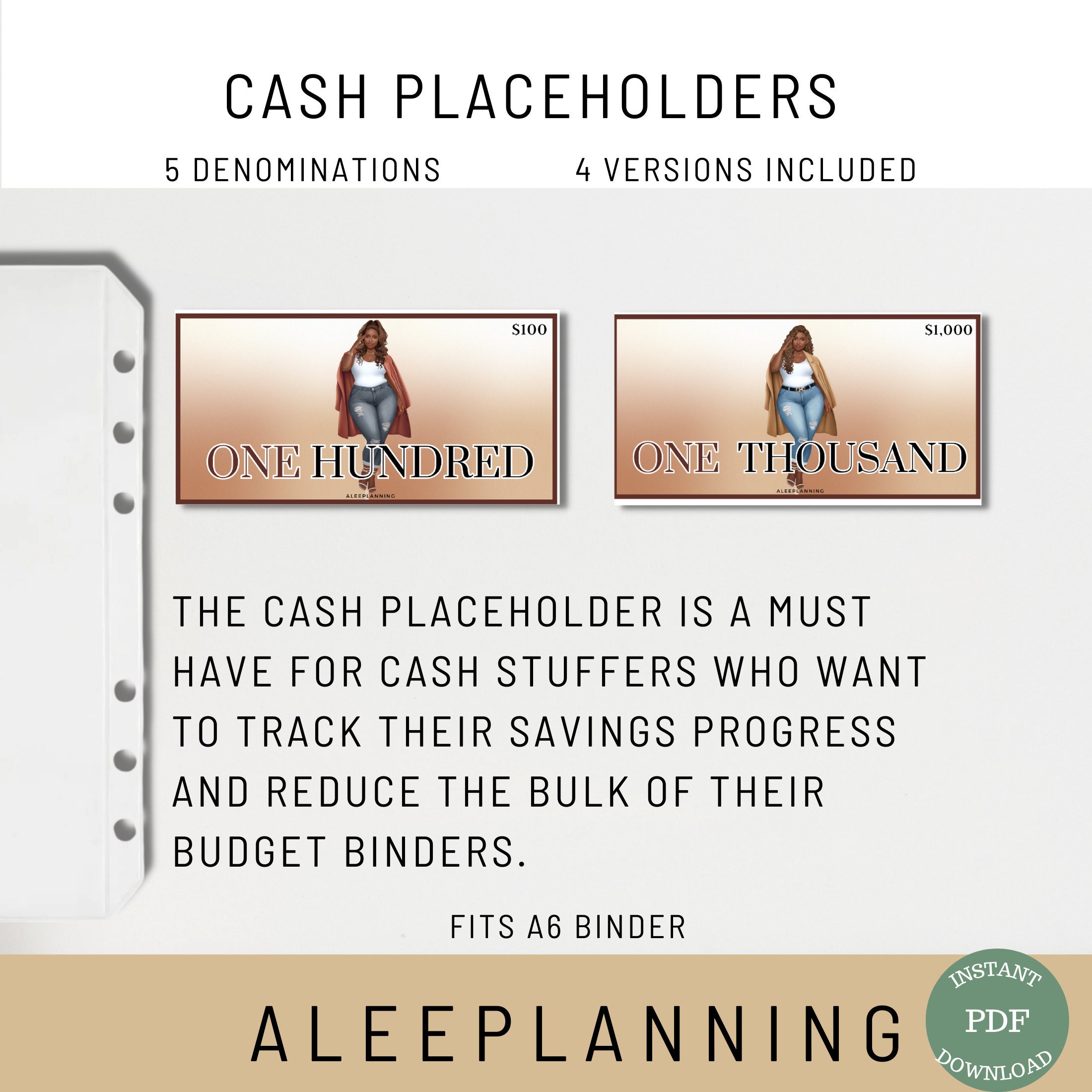 Cash Placeholder Cash Replacement Cash Envelope Insert Cash Stuffing ...