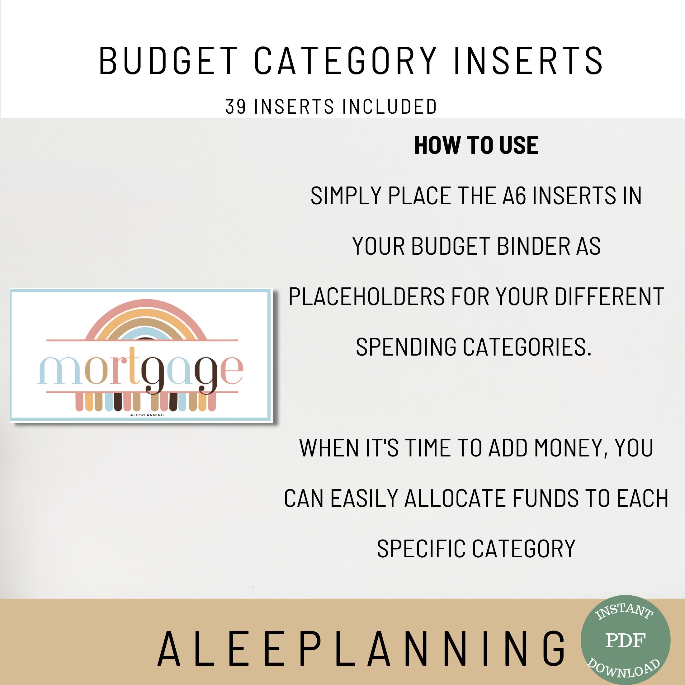 Budget Category Inserts Boho A6 Budget Dashboard Cash Envelope Cash ...