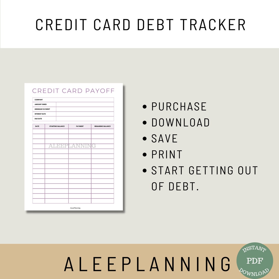 Credit Card Payoff Tracker Printable 1K Debt visual Debt Tracker Debt Thermometer Debt Payoff ...