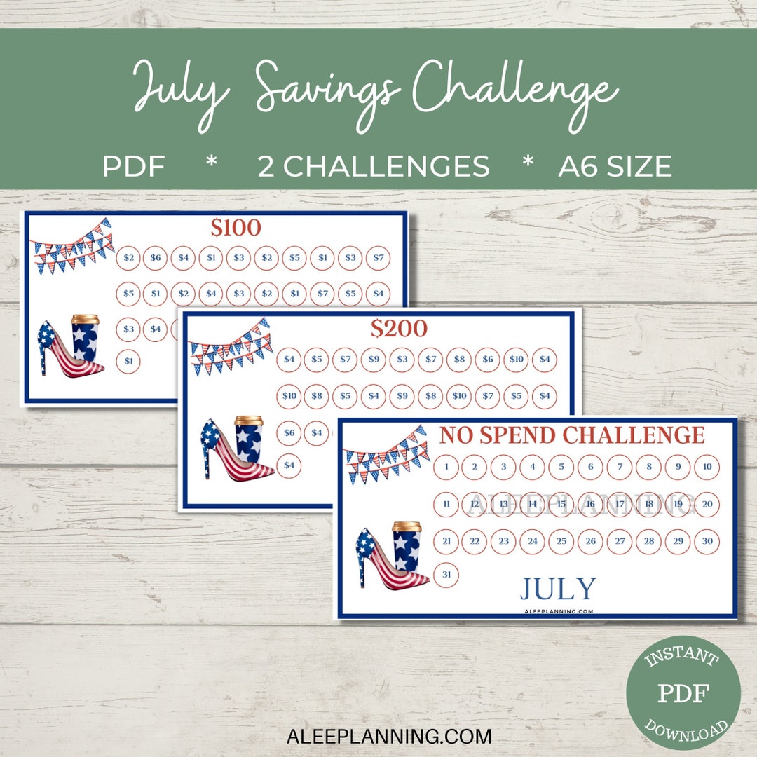 July Savings Challenge | A6 Savings Tracker|mini Savings Tracker | PDF ...