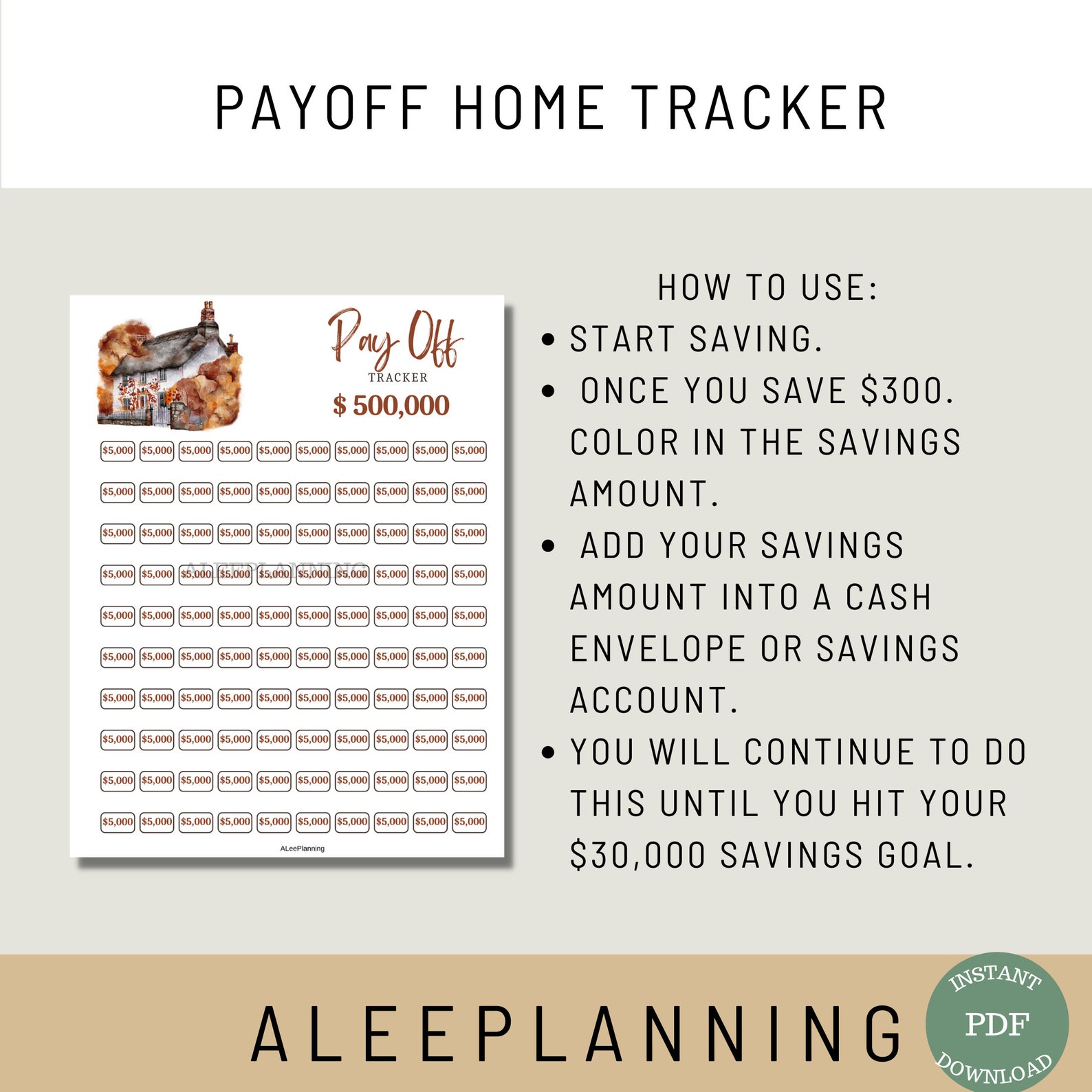 30K Home Payoff Tracker Printable House Debt Tracker Mortgage Payoff ...