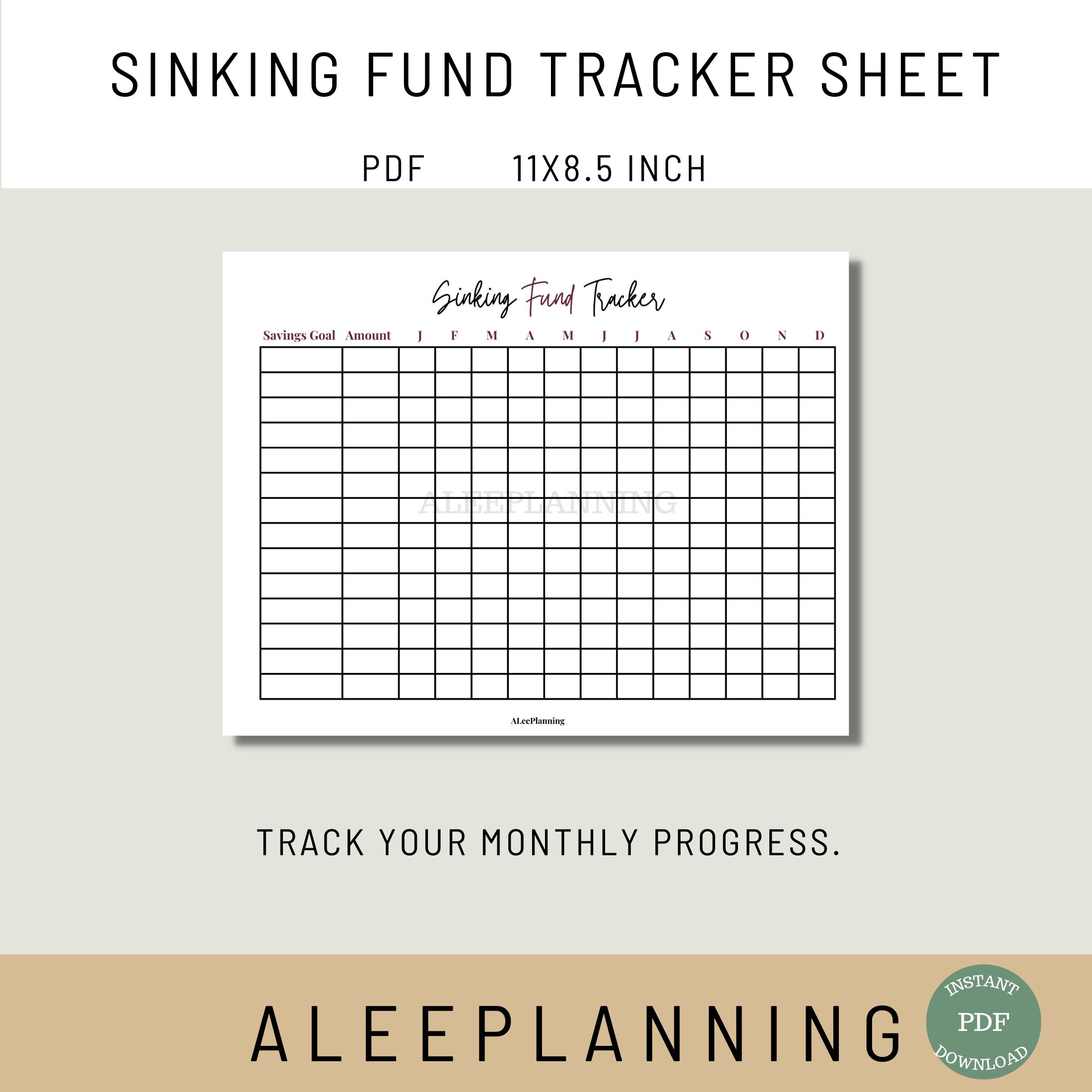 Sinking Funds Tracker Sheet Printable Savings Logsavings Goal ...