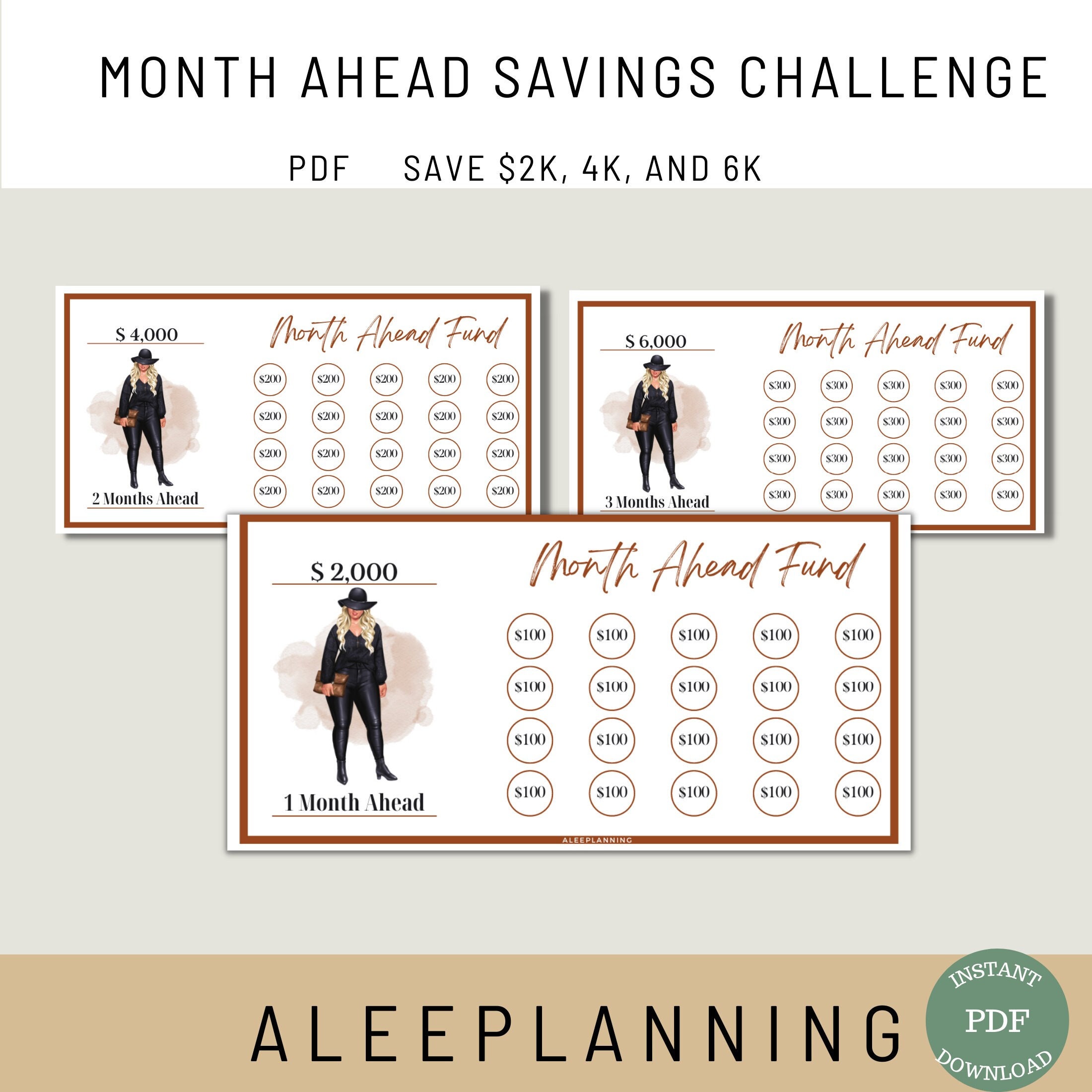Month Ahead Savings Challenge Printable Cash Envelope A6 One Month ...