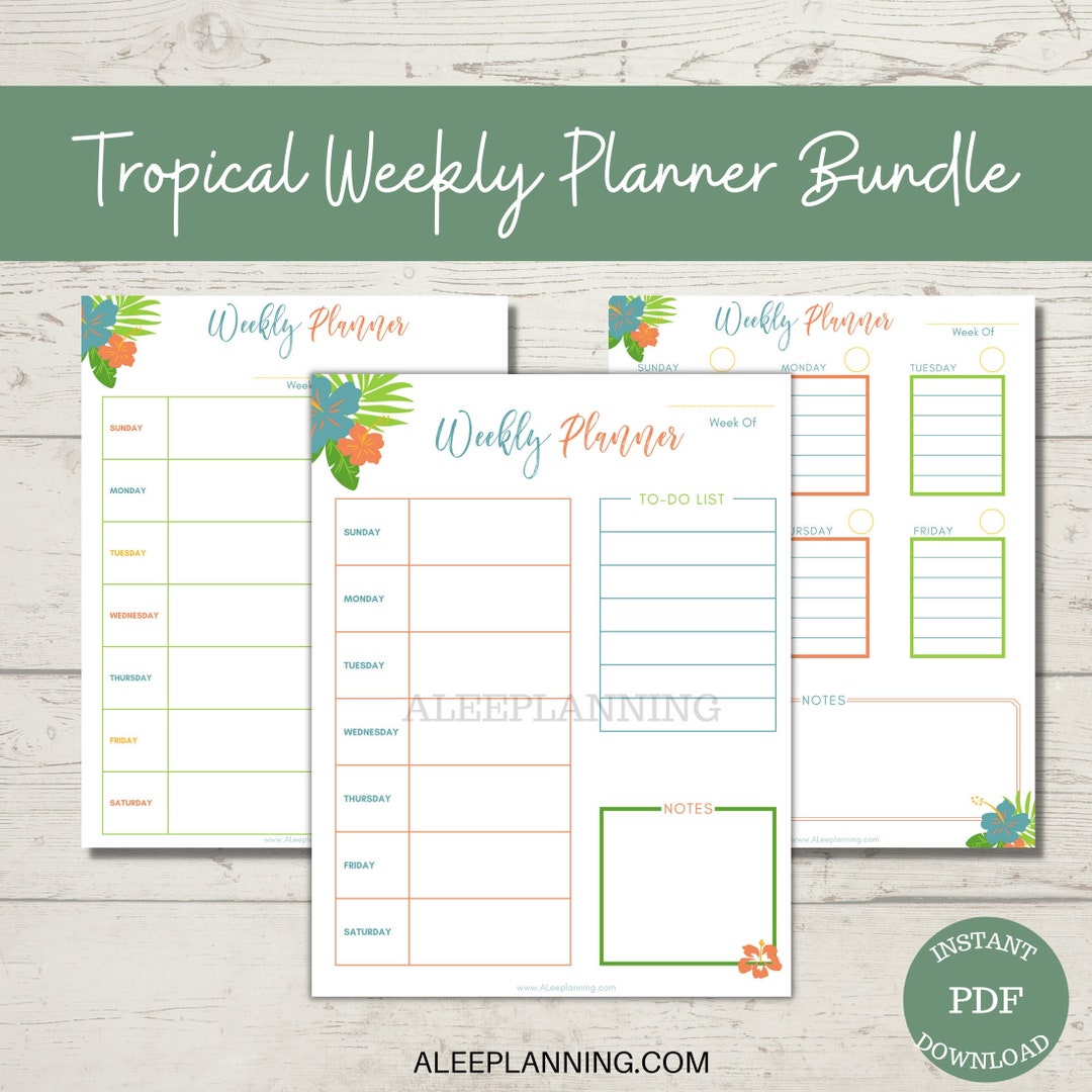 Tropical Weekly Planner Bundle (PDF) - Etsy
