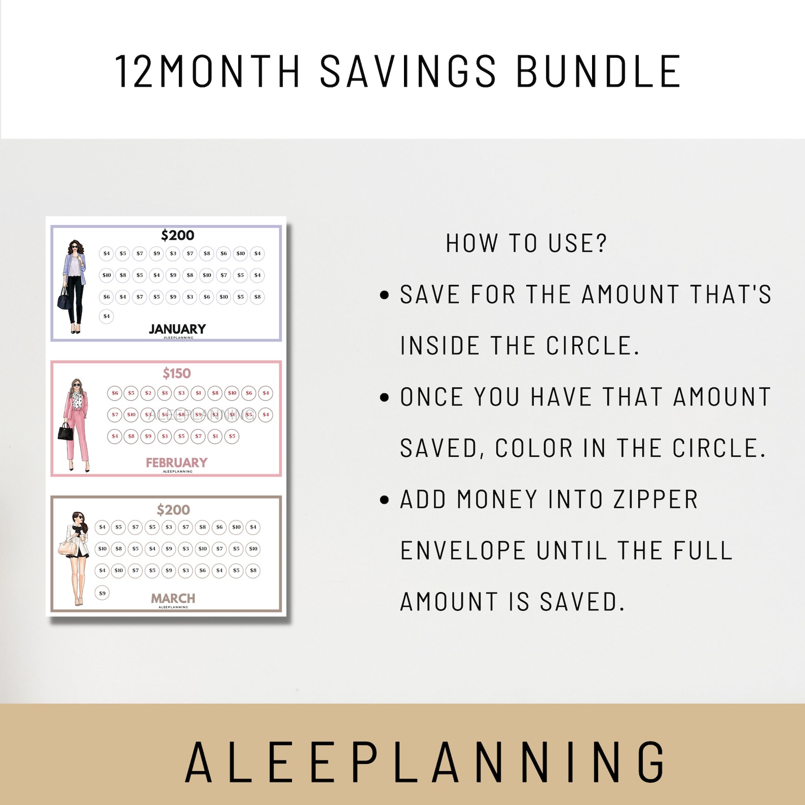 12 Months Savings Challenge Bundle12 Month Savings Tracker - Etsy