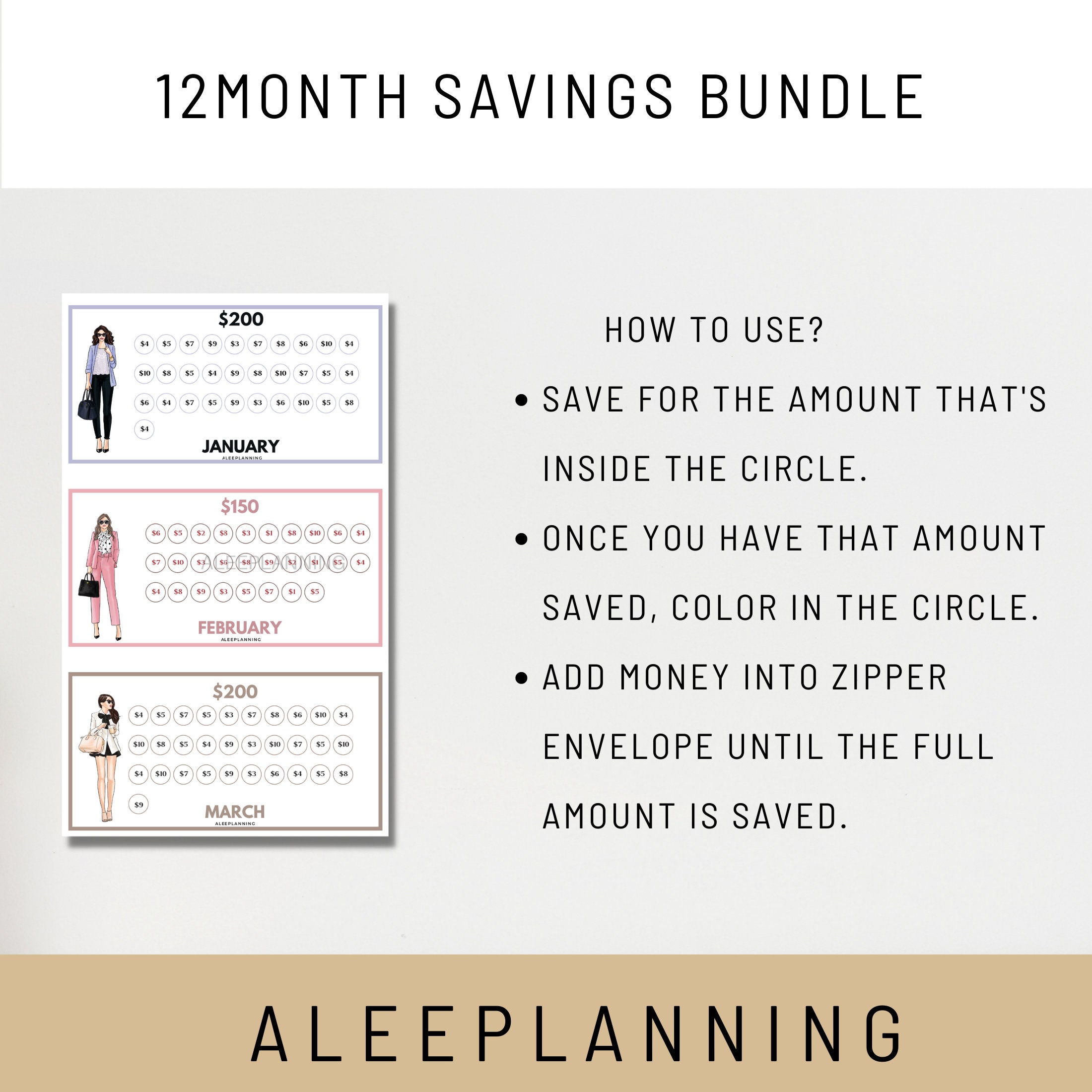 12 Months Savings Challenge Bundle12 Month Savings Tracker Printable ...