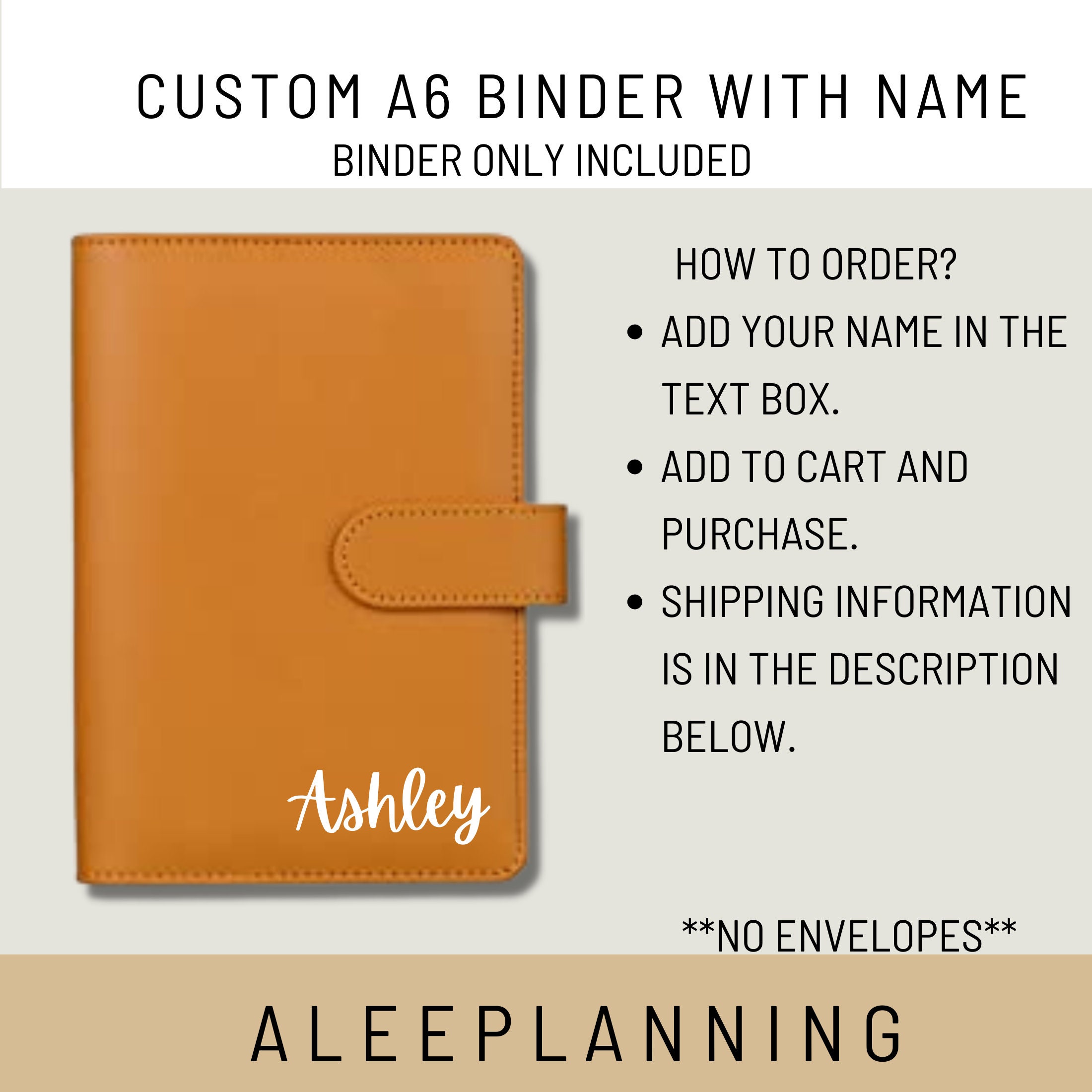 Custom A6 Binder With Name Binder ONLY Cash System Bindersavings ...