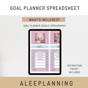 Goal Planner Spreadsheet Aesthetic Pastel Goal Setting Women Goal Sheet ...