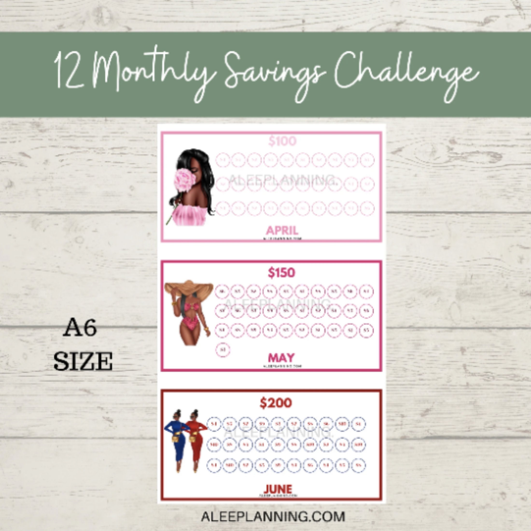 Savings Challenge Bundle 12 Months A6 Savings Tracker Fund Printable A6 ...