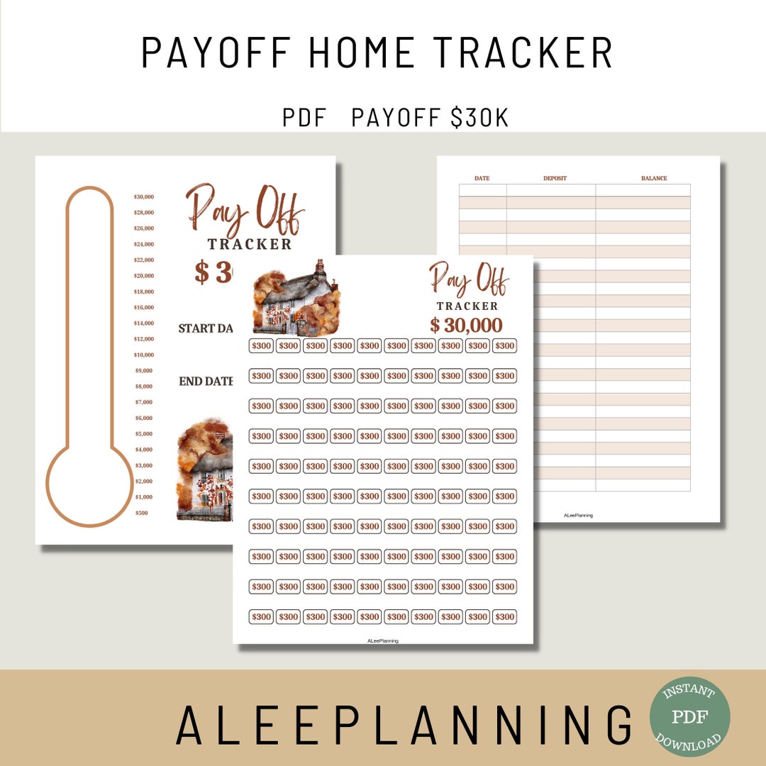 30K Home Payoff Tracker Printable House Debt Tracker Mortgage Payoff ...