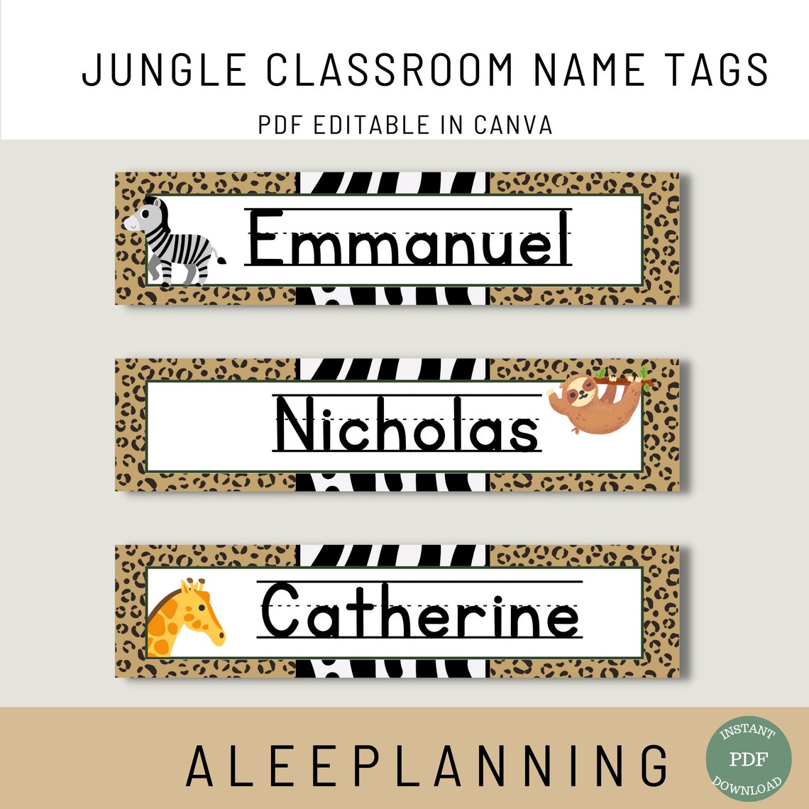 Student Desk Name Tag Jungle Classroom Safari Classroom - Etsy
