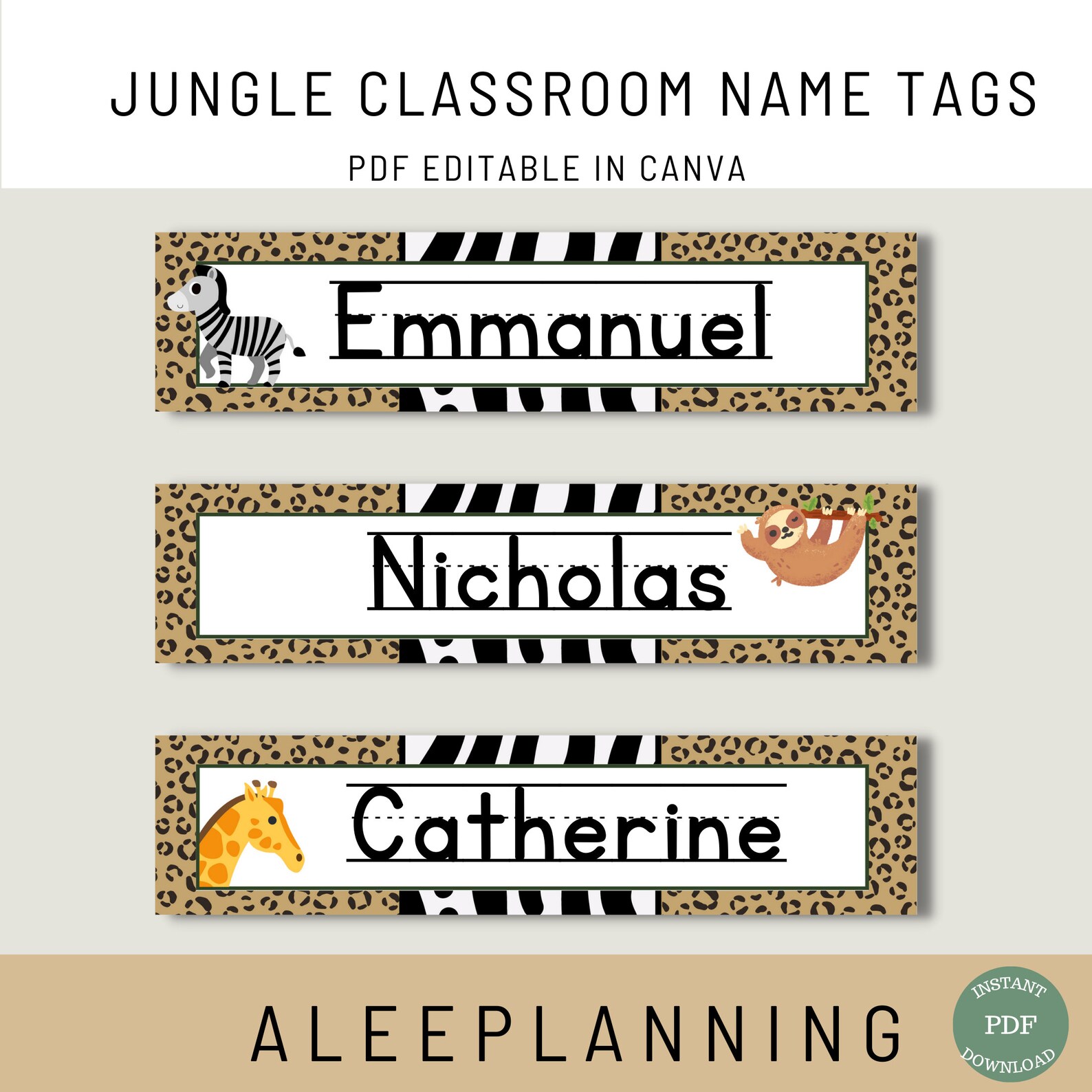 Student Desk Name Tag| Jungle Classroom| Safari Classroom| Safari Name ...