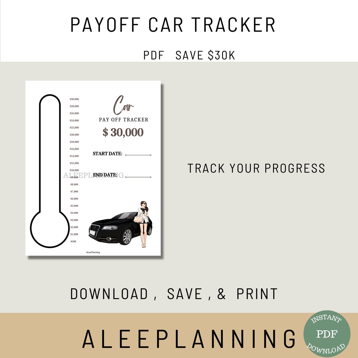 30K Car Pay off Tracker 30000 Car Tracker Car Loan Pay off - Etsy
