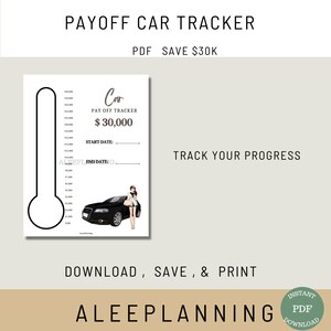 30K Car Pay off Tracker| 30,000 Car Tracker| Car Loan Pay off Printable ...