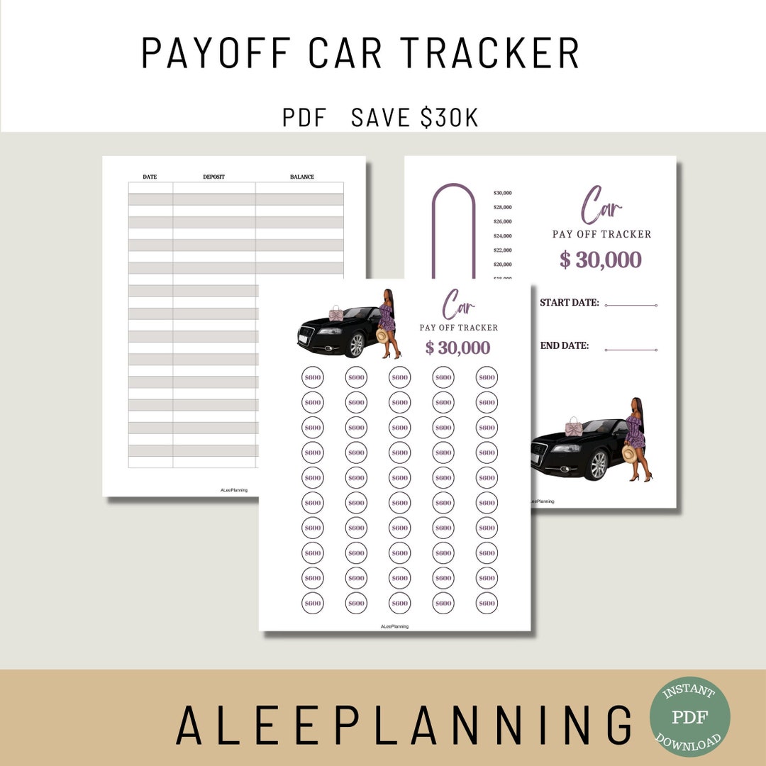 Car Pay off Tracker| 30K Car Tracker| Car Loan Pay off Print | Car Debt ...