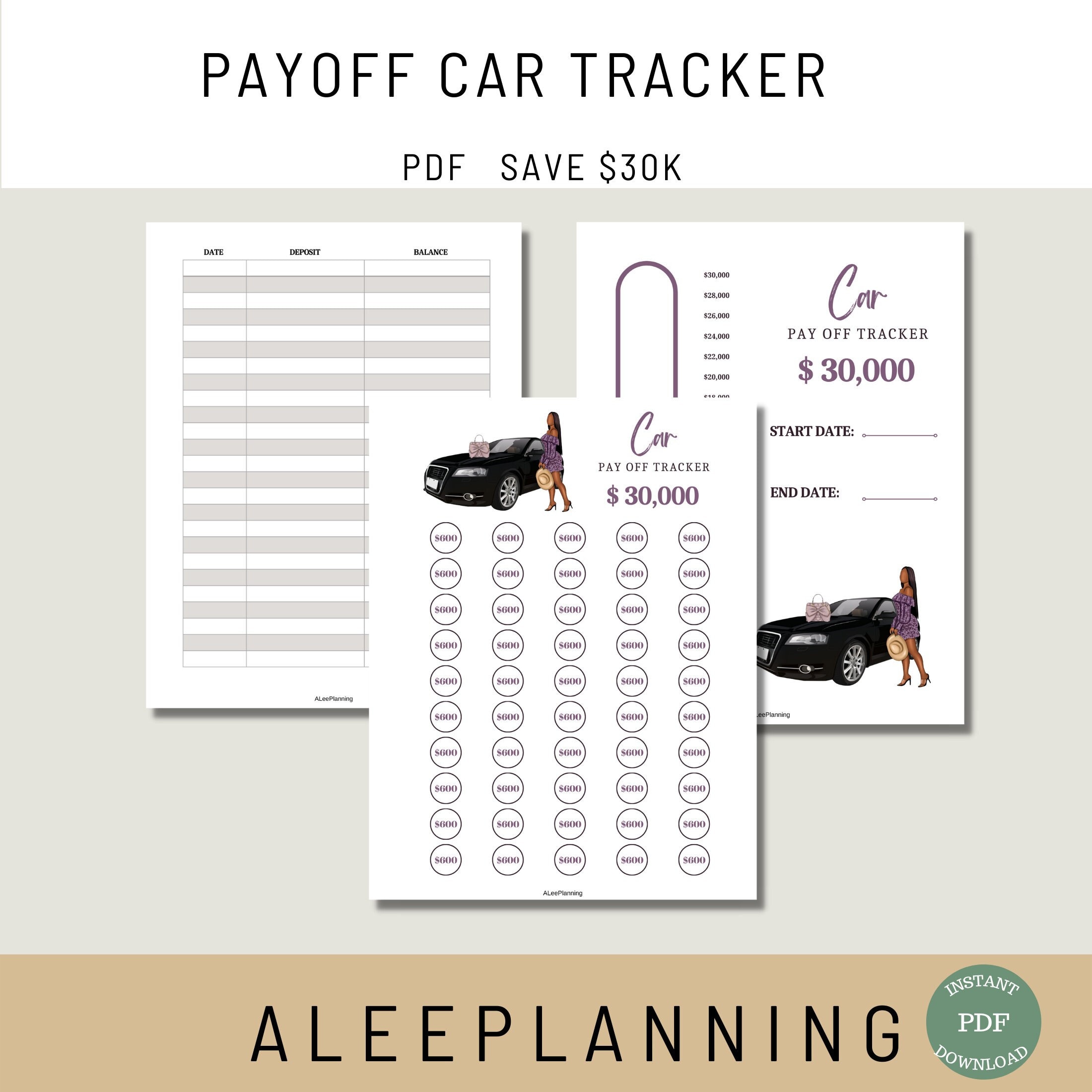 Car Pay off Tracker| 30K Car Tracker| Car Loan Pay off Print | Car Debt ...